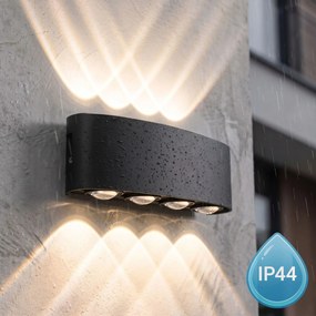 Toolight Toolight, JNH041-8G, venkovní LED nástěnné svítidlo nahoru/dolů, 8 LED, 12 W, 4000 K, IP44, černá matná, OSW-56232