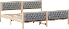Rám postele Světle šedá 200 x 200 cm Masivní borové dřevo 3394268