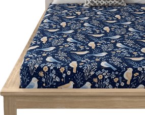 Prostěradlo z mikrovlákna DENIM BIRDS modré 180x200 cm