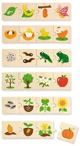 Dřevěné edukativní puzzle Viga 51609 Jak rostou zvířata a rostliny