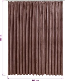 Zatemňovací závěs s háčky sametový starorůžový 290 x 245 cm 134527