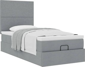Osmanský rám postele s matrací světle šedá 90x190cm textil 3313036
