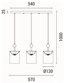 Lustr na lanku VERONA 3xE14/15W/230V