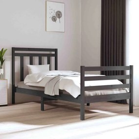 Rám postele šedý masivní dřevo 90 x 200 cm,  3105302 HangarStore.cz