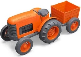 Green Toys Traktor s vlečkou oranžová / od 12 měsíců