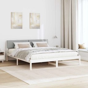 Rám postele s čelo Bílá a světle šedá 200 x 200 cm 3394332
