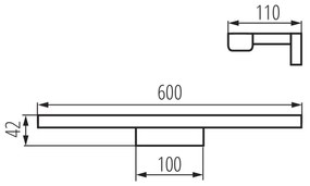 Sapho, ASTEN LED nástěnné svítidlo 12W, 600x42x110mm, černá matná, 26684