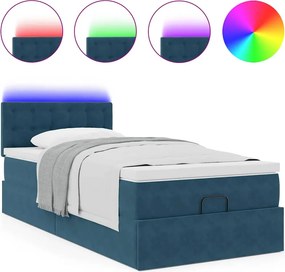 Osmanský rám postele s matrací tmavě modrá 100x200cm samet 3312750