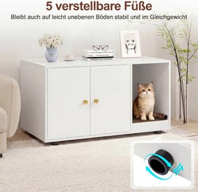 Costway Skříňka na kočičí toaletu se škrábací podložkou, bílá