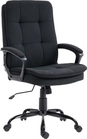 HOMCOM ergonomická kancelářská židle s dvojitým polstrováním – otočná židle s lněným efektem, nastavitelná výška, funkce houpání, nosnost 120 kg, čer…