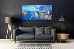 akrylový obraz Město Moře Domy 120x60 cm