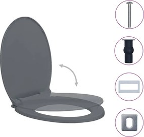 WC sedátko s pomalým sklápěním rychloupínací šedé oválné 145817