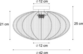 Stropní svítidlo v japandském stylu, bílé, s textilním stínítkem - Bida
