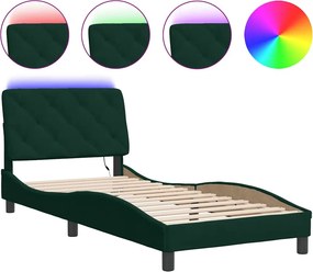 Rám postele s LED bez matrace tmavě zelený 80 x 200 cm samet 3213822