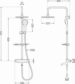 Mexen - KT05 sprchový set s termostatickou vanovou baterií Kai, bílá, 779000593-20