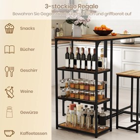 Costway 3 kusová barová stolní sada pro 2 osob, bistro stůl s 2 barovými
