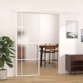 Posuvné dveře mléčné ESG sklo a hliník 76 x 205 cm bílé 151681