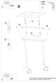 Sollux SL.1075 - Lustr na tyči NORANO 2xGU10/40W/230V černá