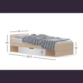 Postel 1s/90x200 dub sonoma / bílý Tips