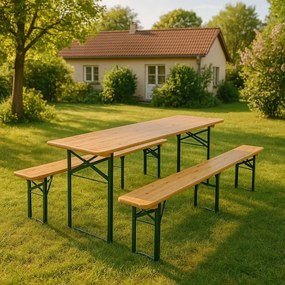Pivní set 220 cm z jedlového dřeva, skládací, nosnost 250 kg