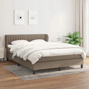 Box Spring Postel S Matrací Textil Taupe Svislé pruhy 140 x 200 cm