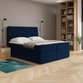 Eka Kontinentální čalouněná postel Luxurious - Cassablanca (200x200 cm) Barva látky Trinity: Tmavě modrá (Trinity 2331)