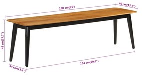 Lavice 160 x 40 x 45 cm masivní mangovníkové dřevo a železo - Default Title