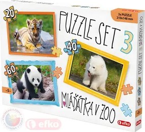 EFKO Puzzle 3v1 Mláďátka v ZOO / 20+40+60 dílků / 21 x 15 cm / od 5 le