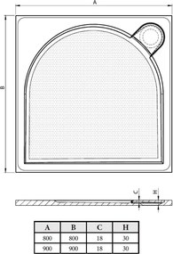 Olsen Spa LAKA 90 x 90 x 3 cm VANKCCTVER90 sprchová vanička