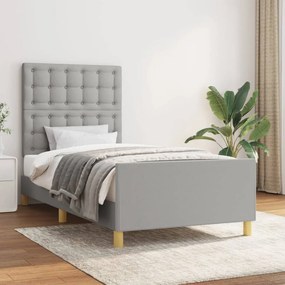 Rám postele s čelem světle šedý 80 x 200 cm textil 3125333