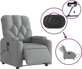Elektrické masážní polohovací křeslo světle šedé textil 3204698
