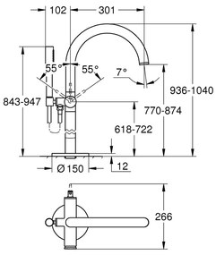 Grohe Atrio - Páková vanová baterie s montáží do podlahy, supersteel 32653DC3