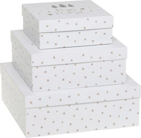 Set 3ks papírová krabice s hvězdami – 25*25*9 / 20*20*8/ 16*16*6 cm