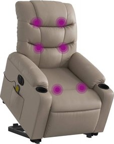 Elektrické zvedací masážní polohovací křeslo cappuccino koženka 3206626