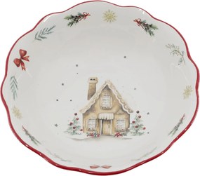 Vánoční keramická mísa Chalet de Noël – Ø 21*6,5 cm / 800ml