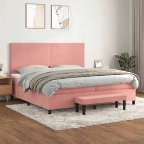 Box Spring Postel S Matrací Samet Růžová Hladký design 200 x 200 cm