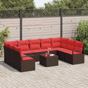 Set pohovek 10 ks Hnědá polyratan 3346554