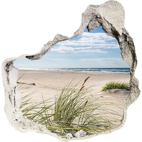 Wallmuralia Díra 3D ve zdi nálepka Mřežino pláž 75x75 cm