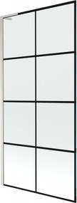 Mexen Next L, 1-křídlová vanová zástěna 90 x 150 cm, 6mm čiré sklo-černý vzor, ​​6mm čiré sklo, profil broušená ocel, 895-090-000-03-77-97