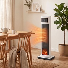 HOMCOM Keramický topný ventilátor, 2000 W, 4 režimy, termostat, dálkové ovládání, úsporný