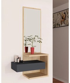 Asir Nástěnné zrcadlo s policí STELLA 90x49 cm hnědá/antracit 550ARN1303