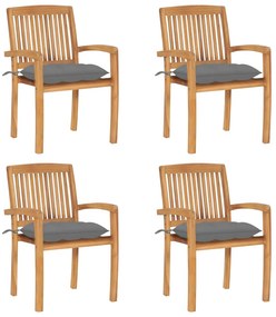 Stohovací zahradní židle s poduškami 4 ks masivní teak 3073256