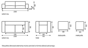 Zelená, Trojmístná pohovka LORENA, 230 cm
