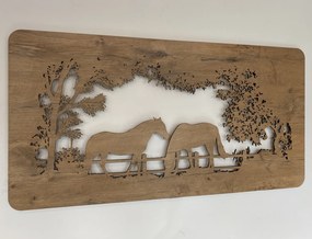 Li-Go "Koně" světelný obraz 230V 120x60cm provedení povrchu: dub světlý