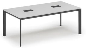 Stůl INVITATION 2000 x 1000 x 740, bílá + 2x stolní zásuvka TYP V, černá