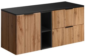 Comad Koupelnová skříňka pod deskové umyvadlo s košem na prádlo Adel Oak SET-ADO B BLACK LB 120 černá/dub wotan