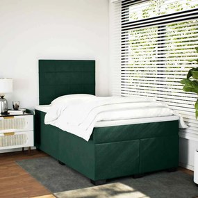 Box spring postel s matrací tmavě zelená 120x190 cm samet 3293161
