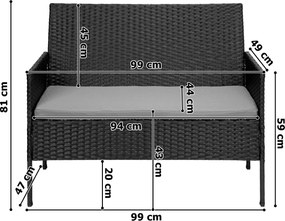 Sada zahradního nábytku MAGNOLIA černá/šedá