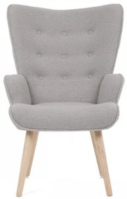 Křeslo ušák šedé bouclé nohy masiv AK-309 GREY2