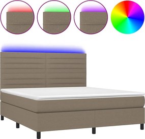 Box spring postel s matrací a LED taupe 180x200 cm textil 3134977